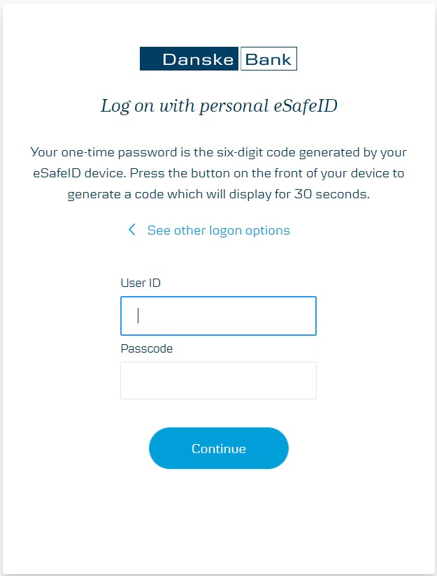 Create online card password | Card admin | Danske Bank